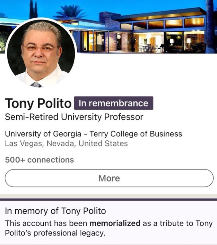 PHOTO Proof LinkedIn Turned Tony Polito's Account Into In Remembrance ...