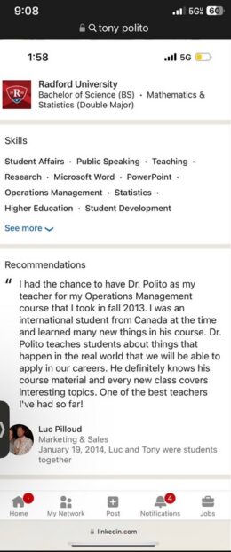 PHOTO Student Left Tony Polito Review Saying He Knew The Course ...