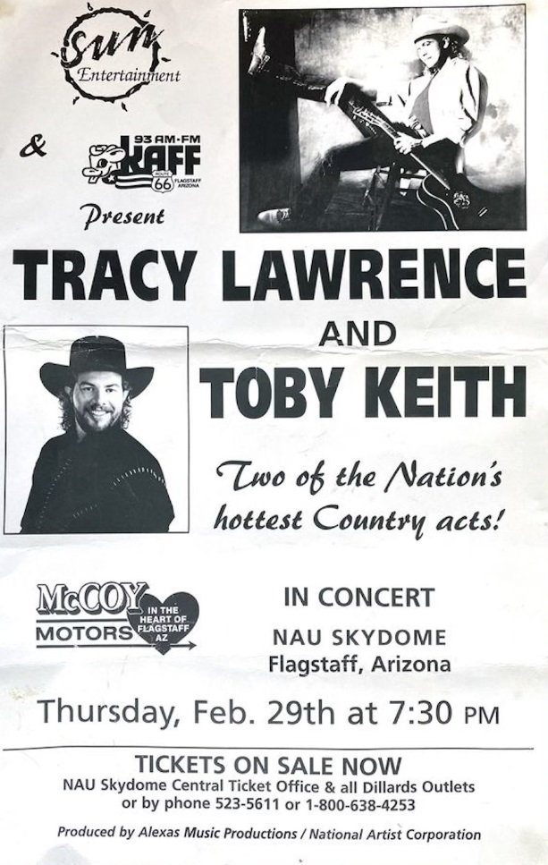 PHOTO Flier For Toby Keith Performing In Flagstaff Arizona At NAU ...