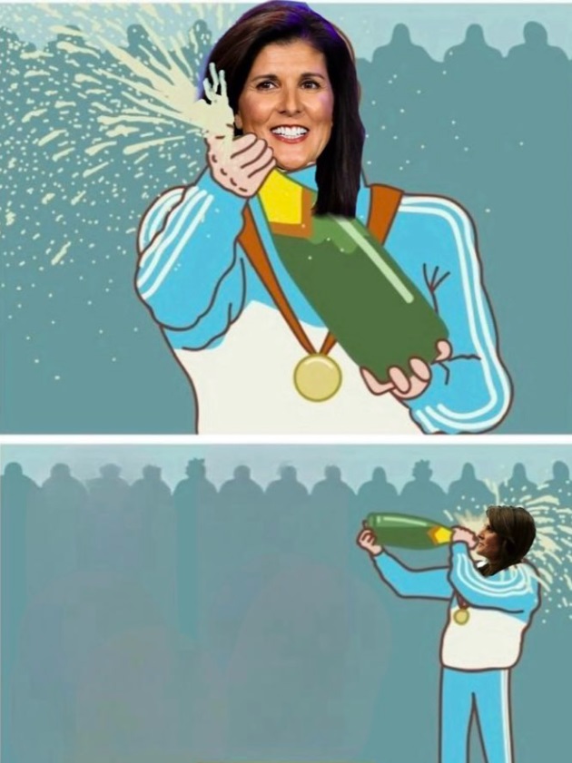 PHOTO Nikki Haley Celebrating Victory With Champagne Shower