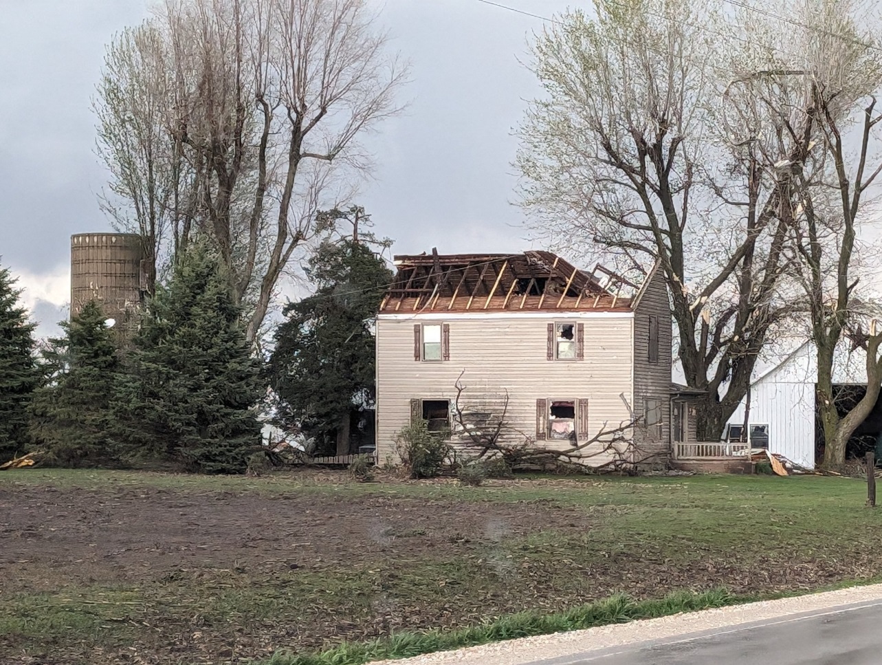 PHOTO Damage And Power Lines Laying Everywhere On Mediapolis Road In Iowa