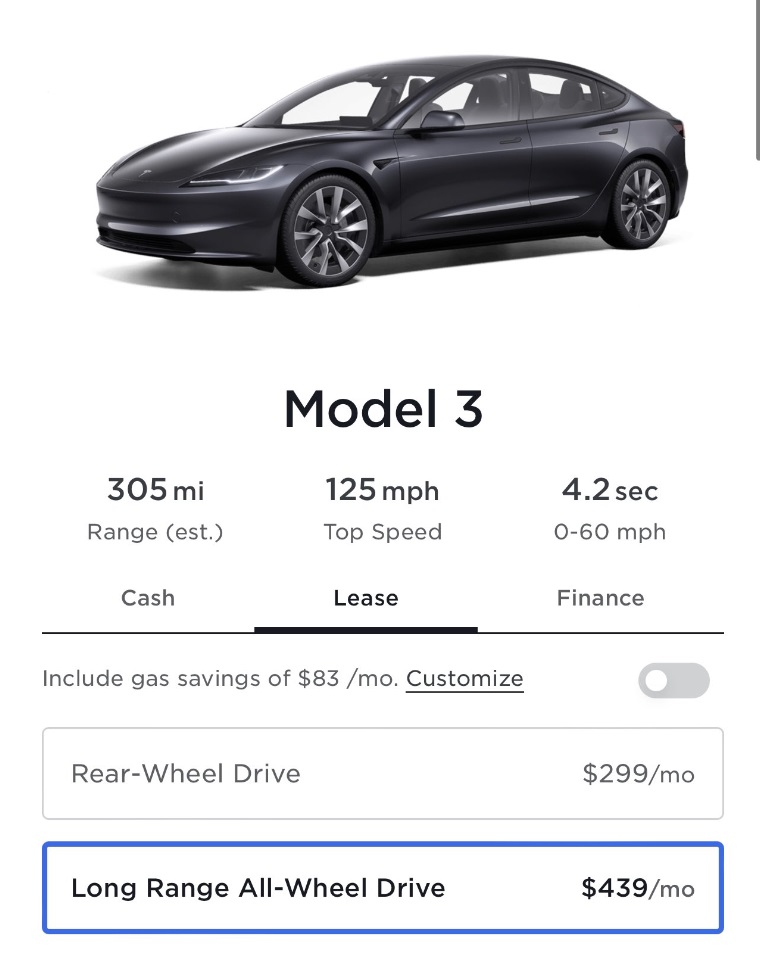 PHOTO Proof Tesla Lowered Model 3 Long Range Lease Rate To $439 A Month ...