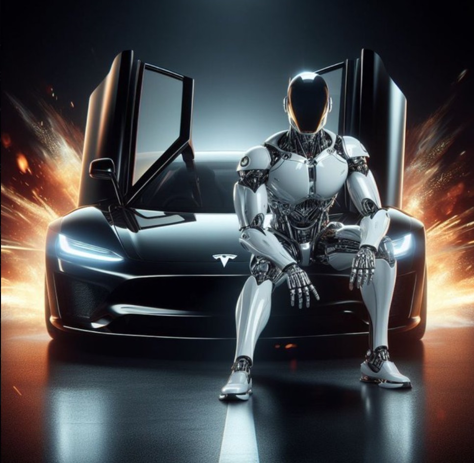 PHOTO Tesla Roadster And Robot Future Meme