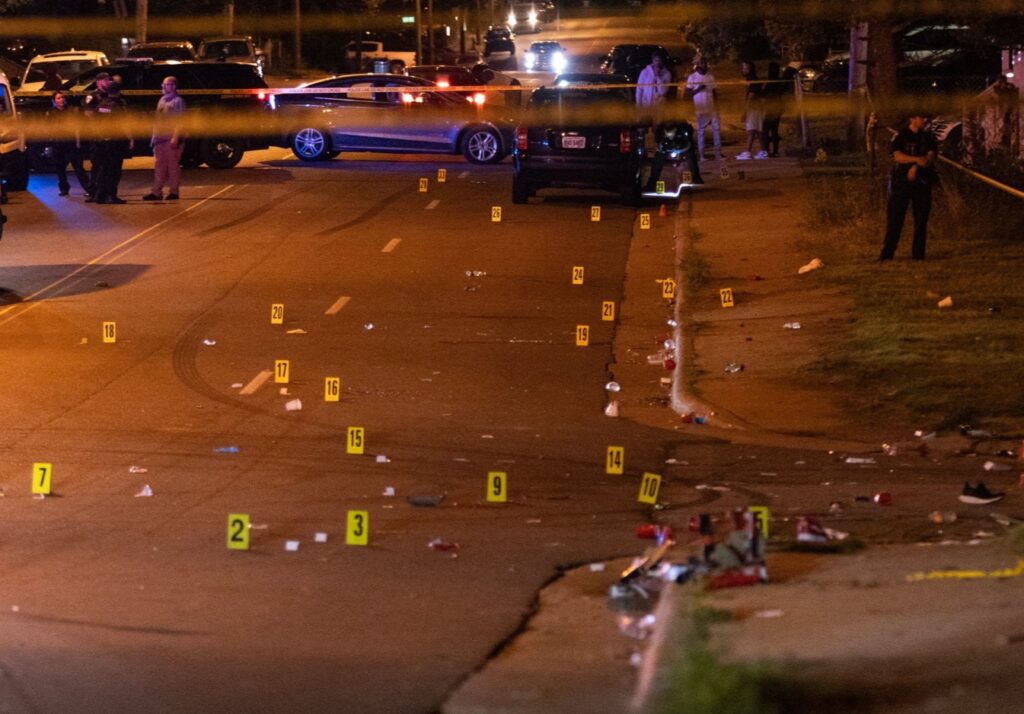 PHOTO Law Enforcement Setting Up Crime Scene After Akron Mass Shooting