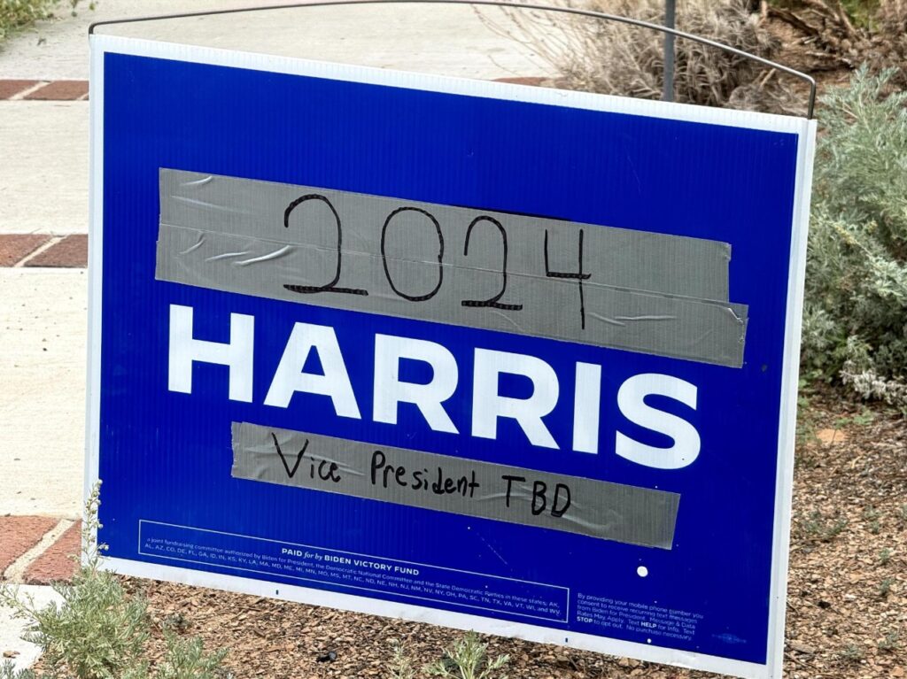 PHOTO Someone Put Duct Tape Over Biden's Name And Put Harris 2024 For ...