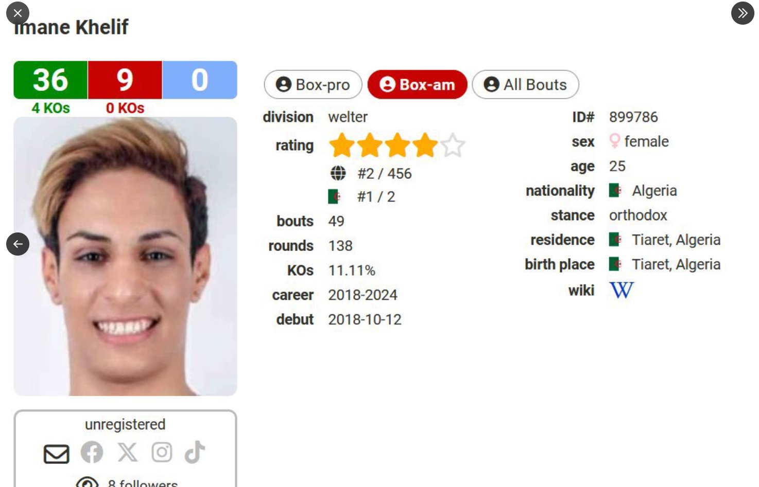 PHOTO Imane Khelif's Bio Says She's A Female