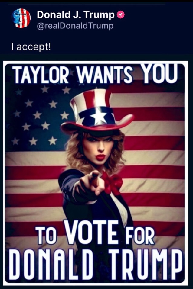PHOTO Taylor Swift Wants To Vote For Donald Trump Meme