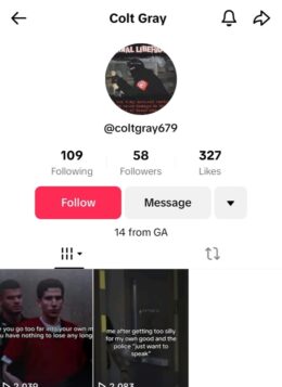 PHOTO Colt Gray Had 58 Sick Followers On TikTok At 14 Years Old