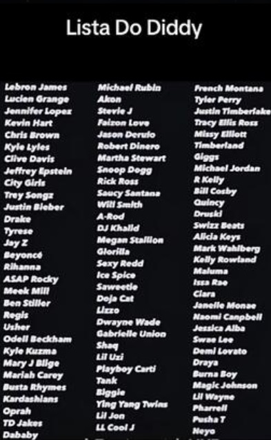 PHOTO Full List Of Celebrities That Attended P Diddy's Freakoff Party