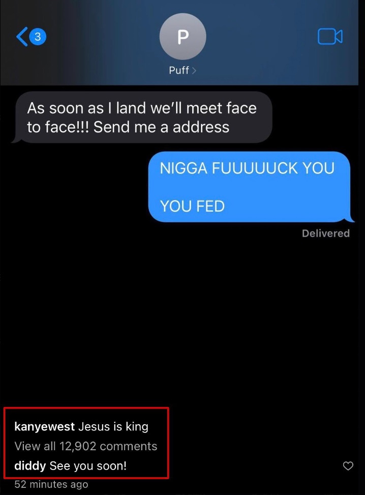 PHOTO Text Message P Diddy Sent To Famous Friend Refusing To Give ...