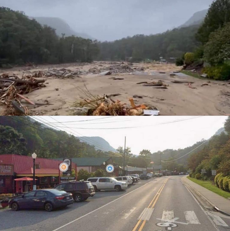 PHOTO A Clear Scar Cut Straight Through Chimney Rock In North Carolina