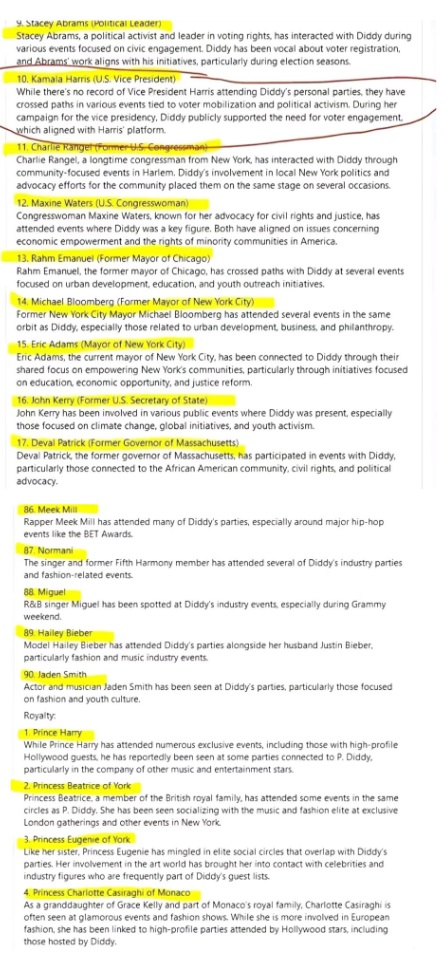 PHOTO Full List Of Over 100 Of P Diddy's Celebrity Guests