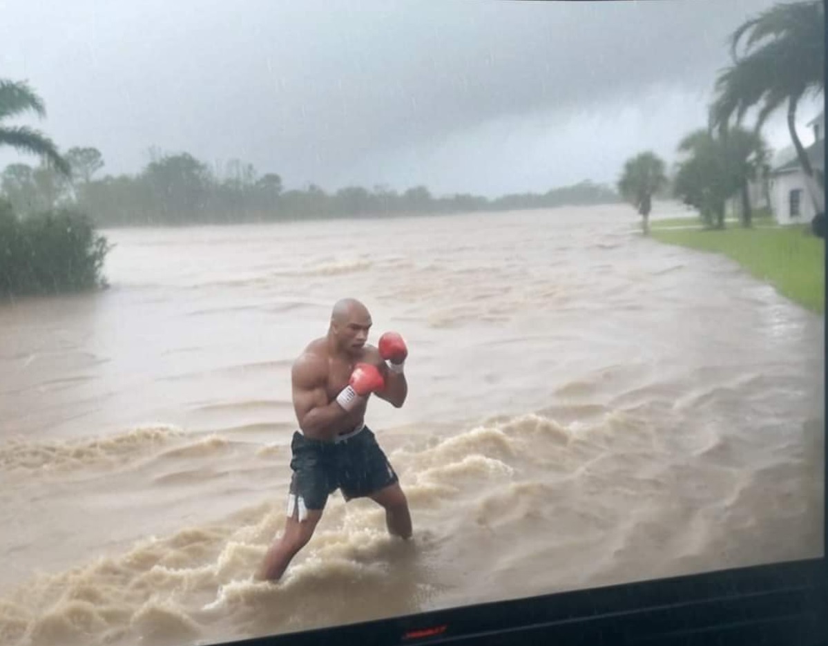 PHOTO Mike Tyson Trying To Fight Hurricane Milton