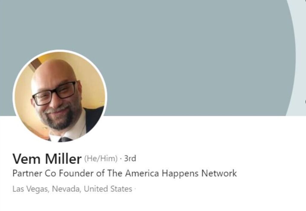 PHOTO Of Vem Miller's LinkedIn Page Shows He Lives In Las Vegas And Is ...