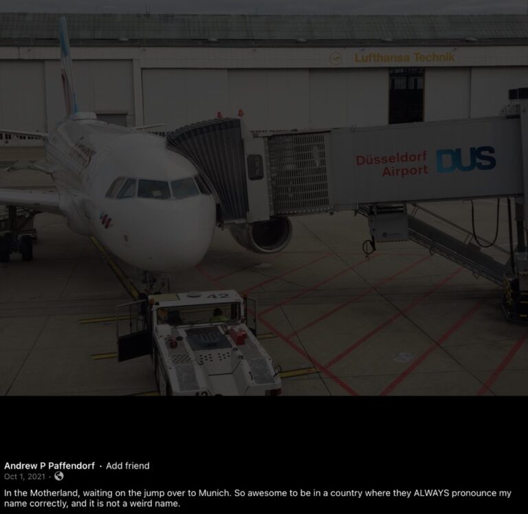 PHOTO Alexander Paffendorf's Father Waiting On Plane To Take Off In 2021