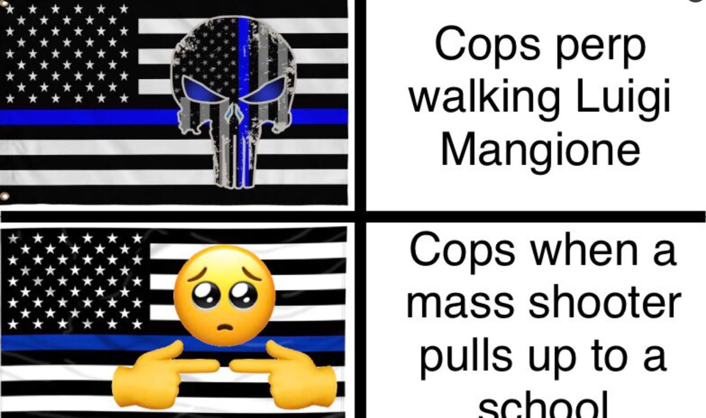 PHOTO Cops Perp Walk With Luigi Mangione Vs Cops When A Mass Shooter ...