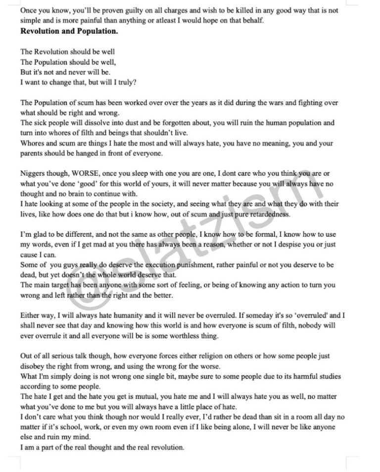 PHOTO Natalie Rupnow's Full 2 Page Manifesto