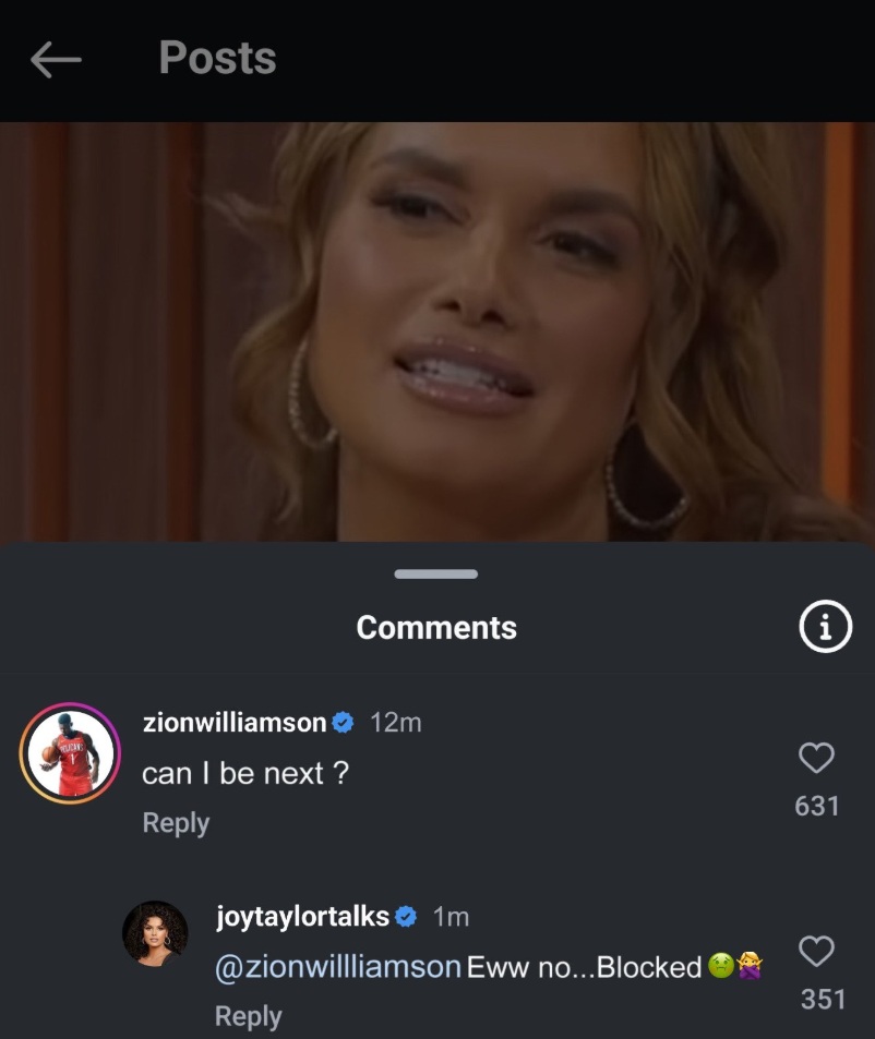 PHOTO Zion Williamson Wanted To F*ck Joy Taylor Next But She Said No ...