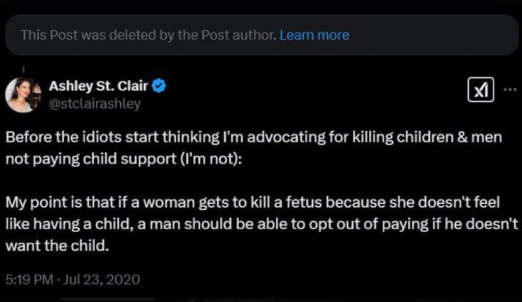 PHOTO Ashley St Clair Says Men Should Be Able To Opt Out Of Paying ...