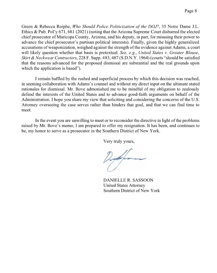 PHOTO Full Danielle Sassoon 8 Page Resignation Letter