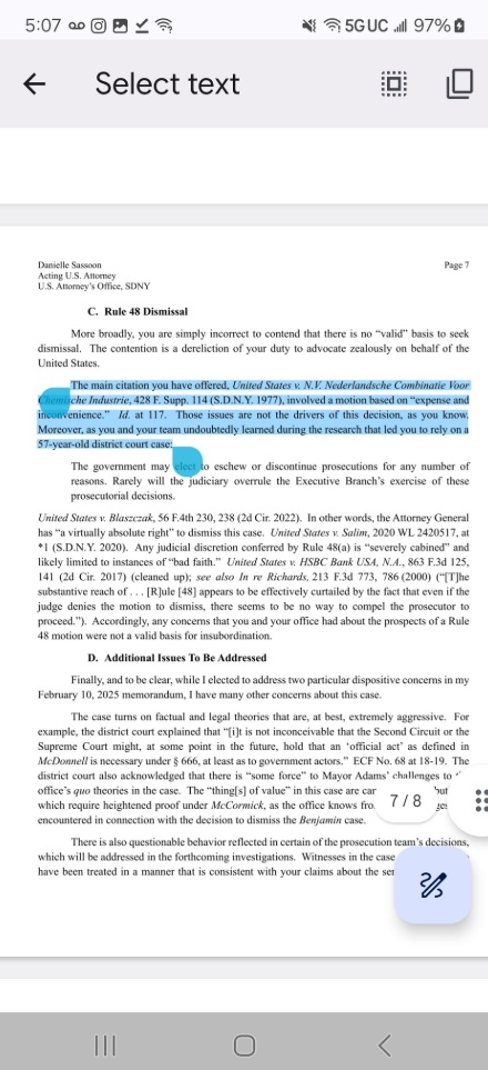 PHOTO In Emil Bove’s Nastygram To Danielle Sassoon He Calculated That ...