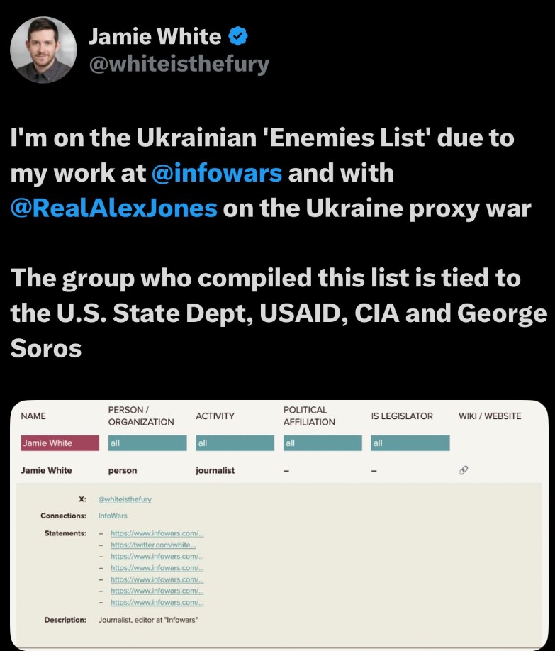 PHOTO Jamie White Said He Was On Ukraine's Enemy List