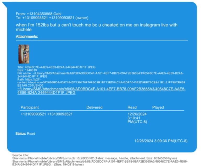 PHOTO Gabriella Zuniga Text Message To Shannon Sharpe Complaining That ...