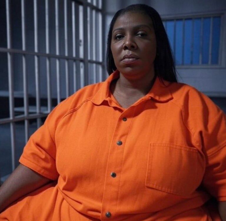 PHOTO Letitia James Sitting In Jail Cell Wearing Orange Jumpsuit