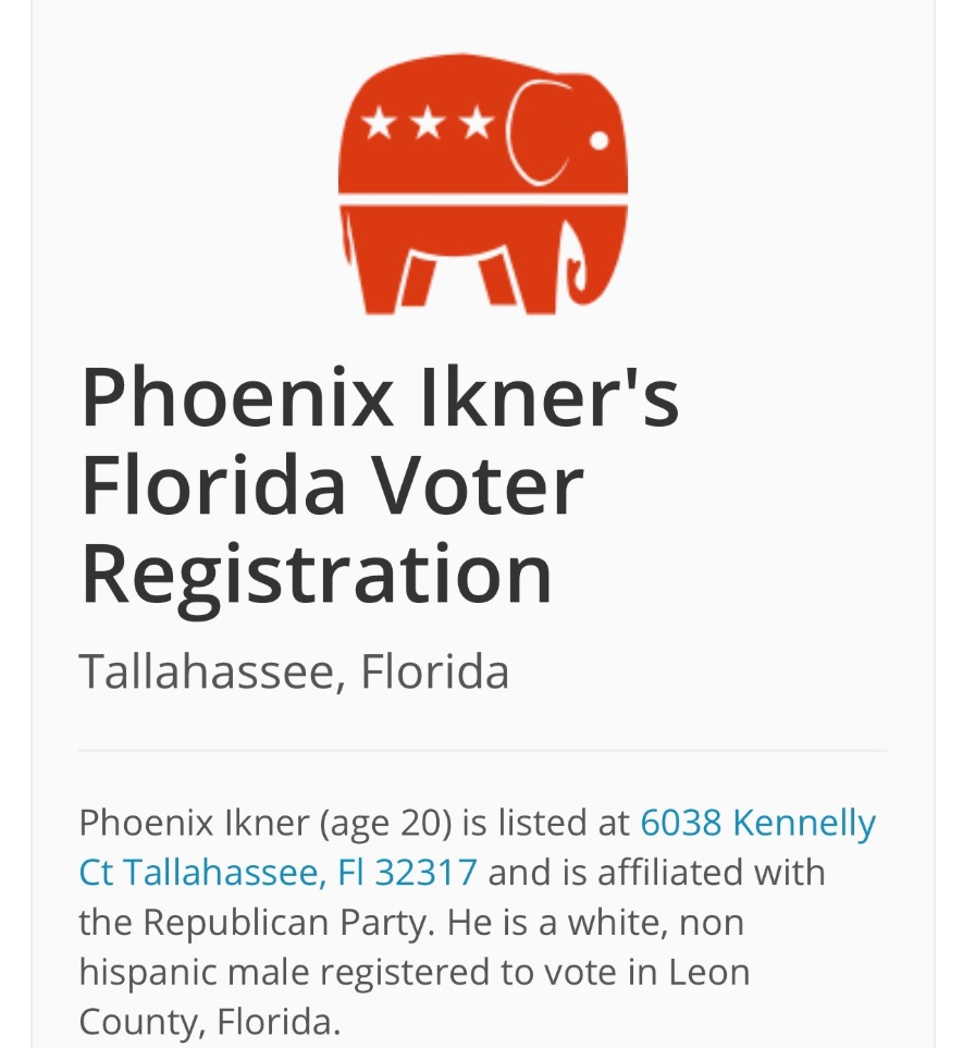 PHOTO Phoenix Ikner Was Registered To Vote In Tallahassee Florida
