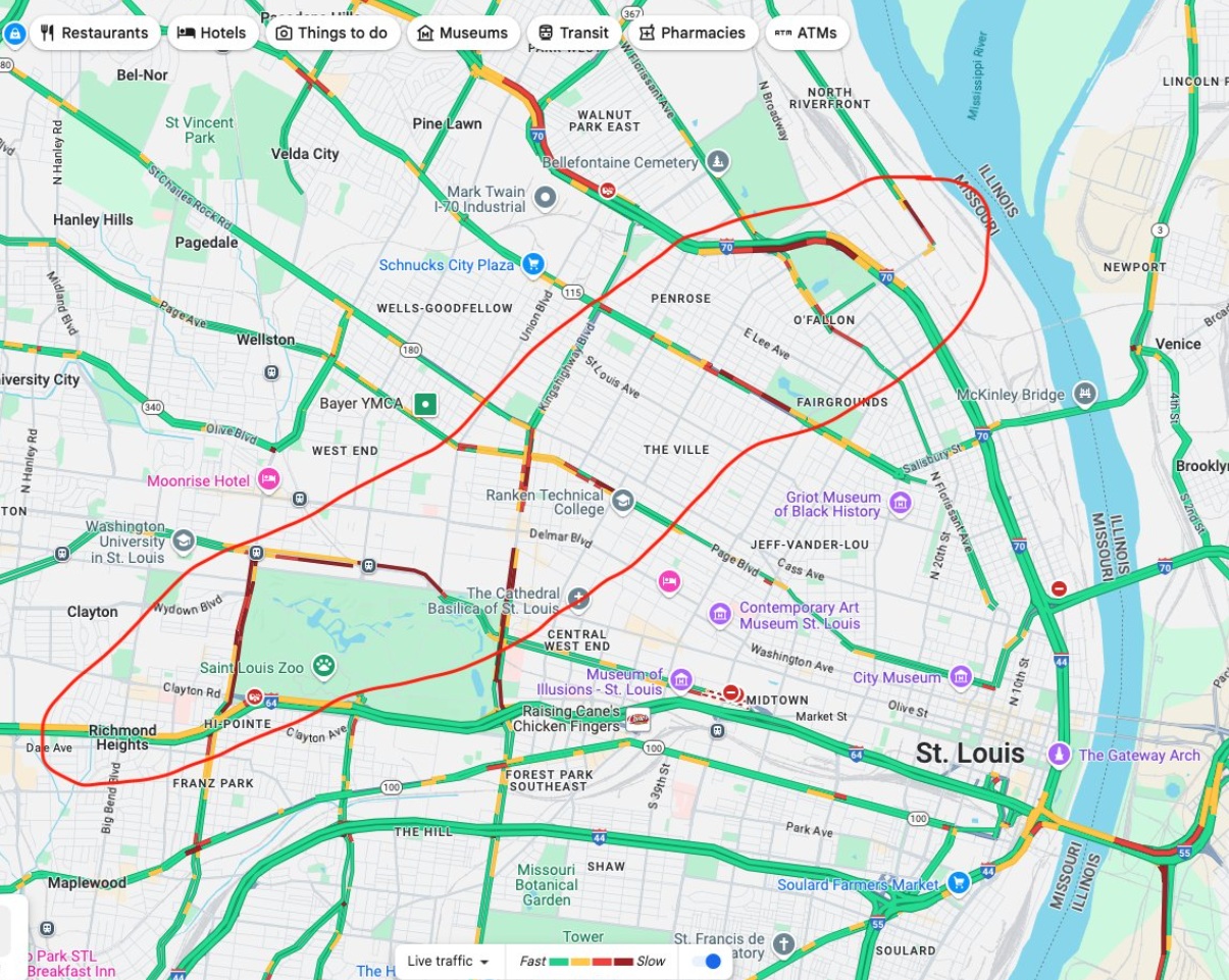 PHOTO Map Showing Full Tornado Path In St Louis