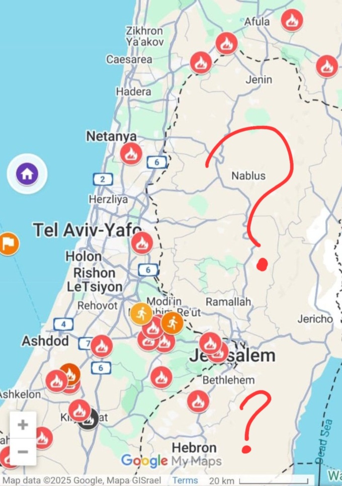 PHOTO Map Showing Where All The Fires Are Around Israel