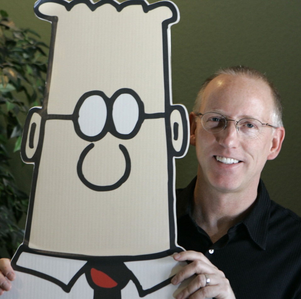 PHOTO Scott Adams Holding Dilbert Cutout For The Last Time