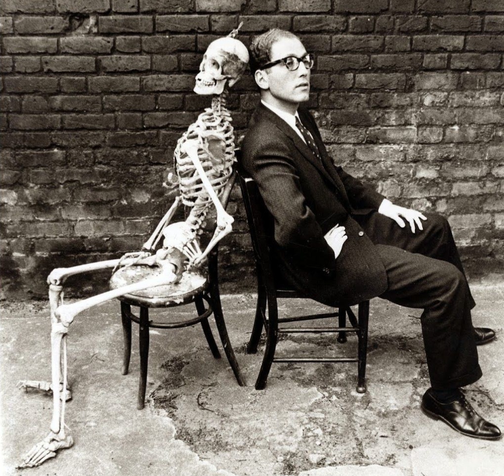 PHOTO Tom Lehrer Posing With A Skeleton