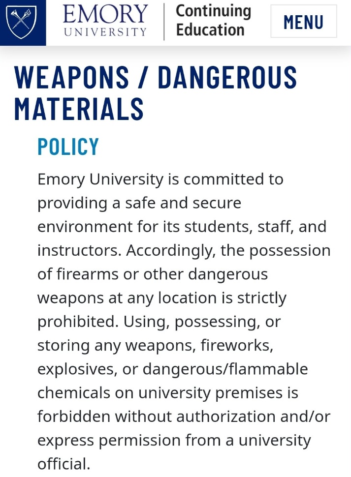 PHOTO Emory University Prohibits Weapons On Campus Even Though Shooter ...