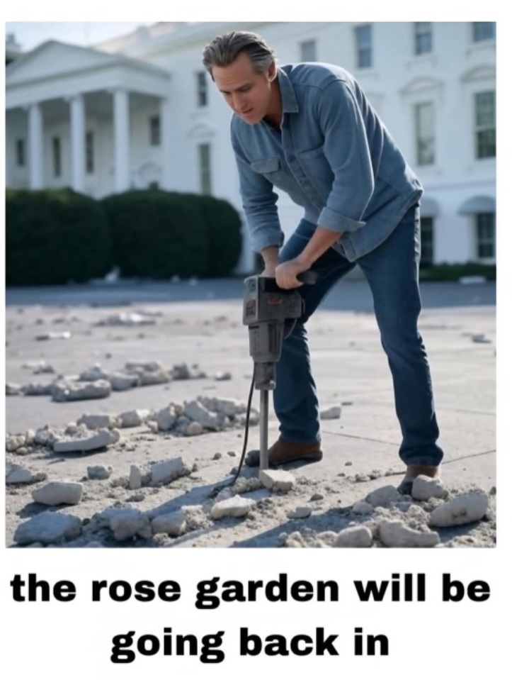 PHOTO The Rose Garden Will Be Going Back In Gavin Newsom Drilling Meme