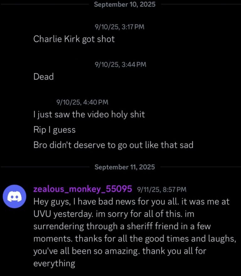 PHOTO Discord Message Tyler Robinson Sent Confessing To The Charlie ...