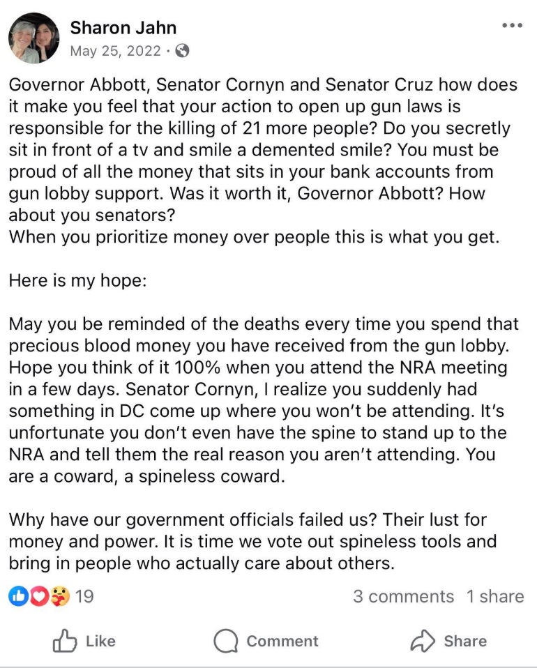 PHOTO Joshua Jahn's Mother Ranting About Gun Laws