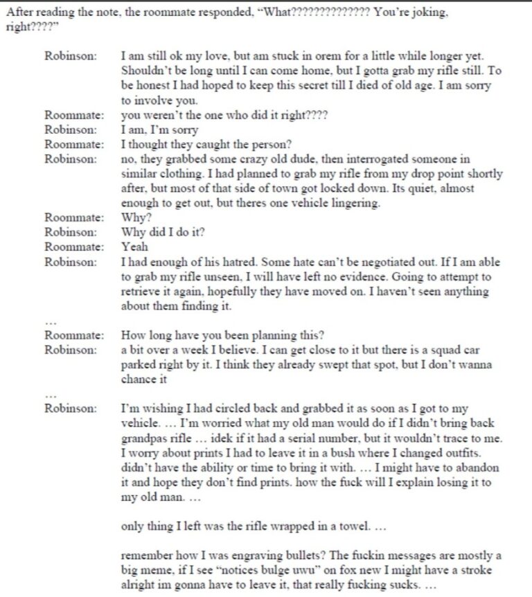PHOTO Tyler Robinson's Texts To His Trans Lover Lance Twiggs About ...