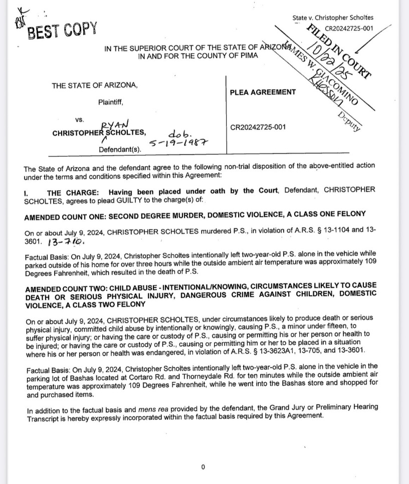 PHOTO Full Written Plea Agreement To Christopher Scholtes
