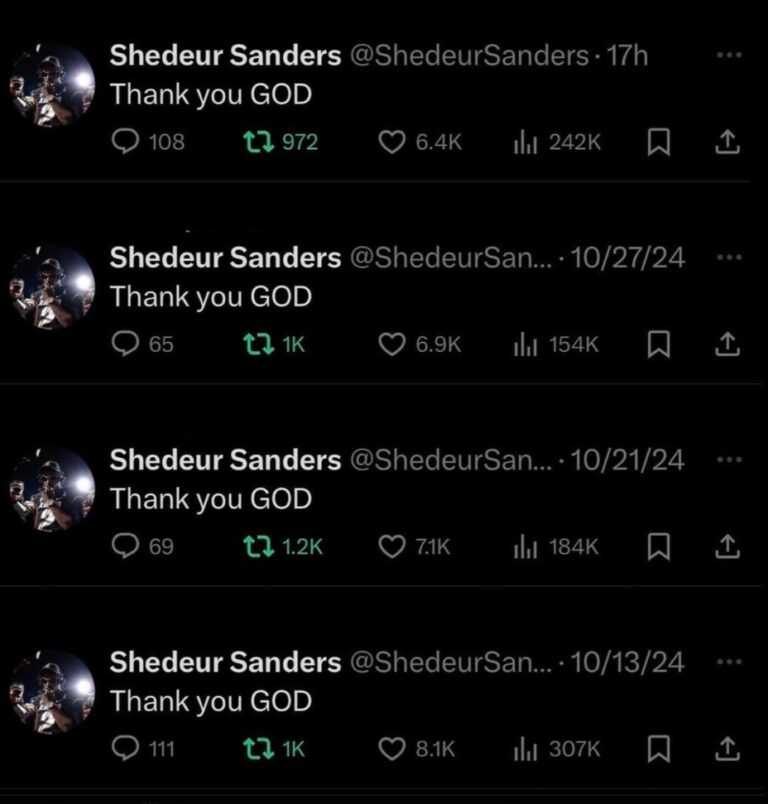 PHOTO Shedeur Sanders Tweeted Out Thank You God Every Time The Raiders ...