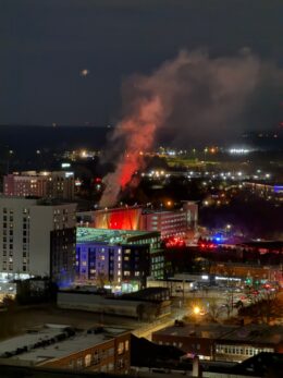 PHOTO Aerial View Of Raleigh Convention Center Burning