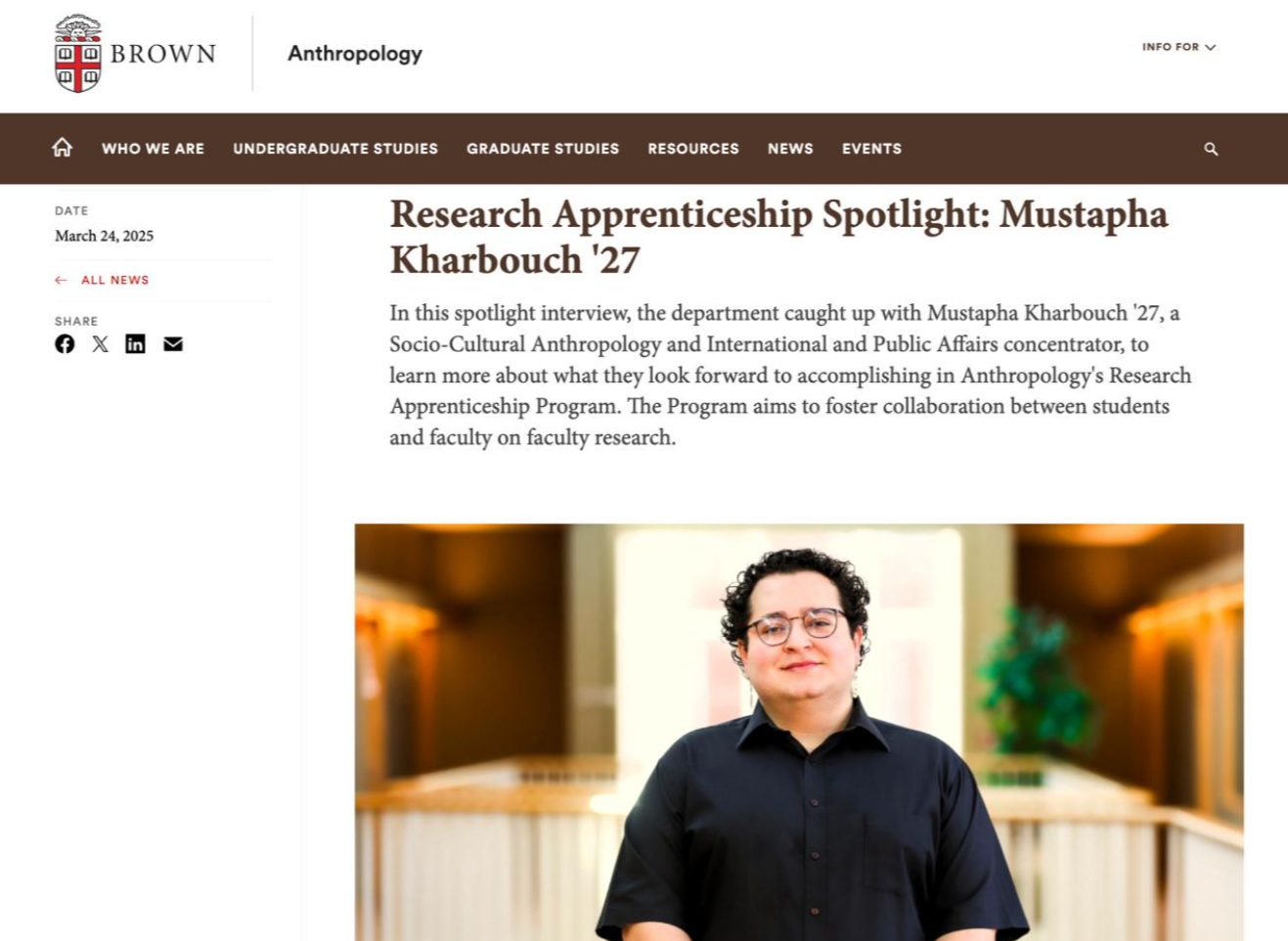 PHOTO Mustapha Kharbouch Being Highlighted On Brown University Website ...