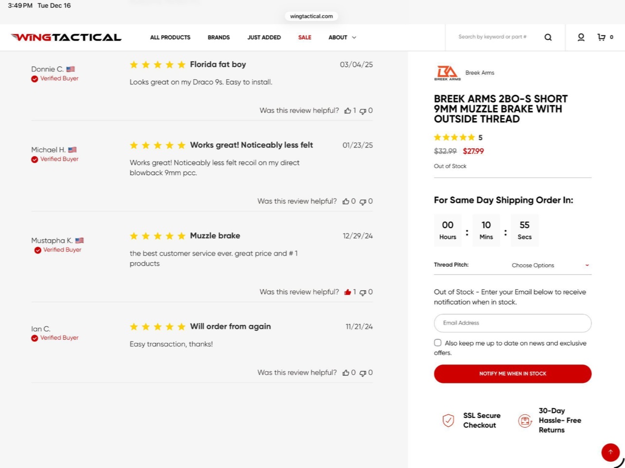 PHOTO Mustapha Kharbouch Left A Review For A 9MM Muzzle Brake