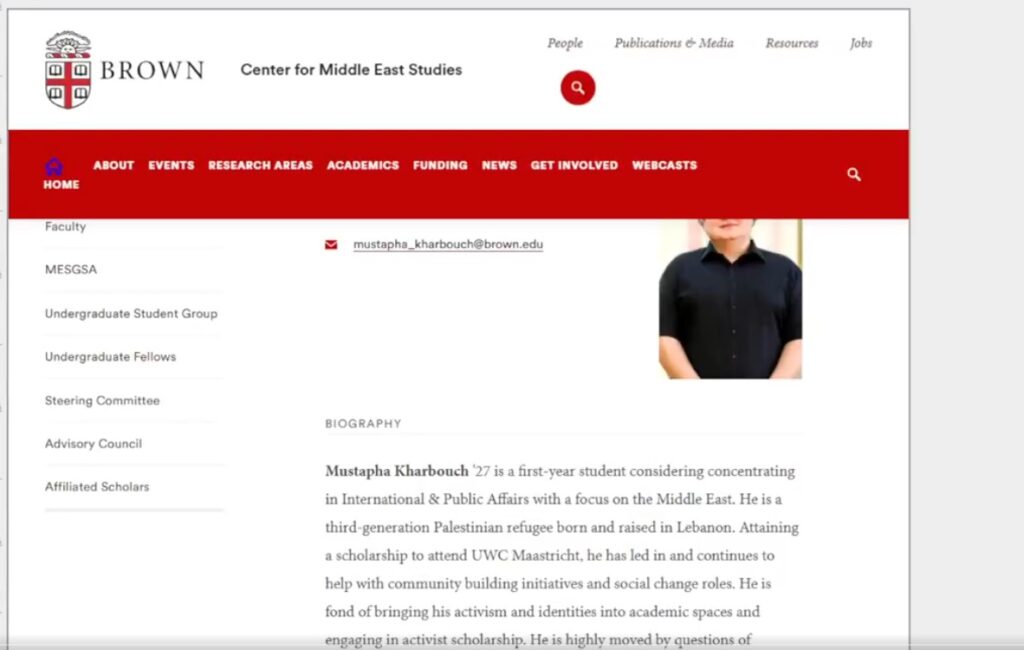 PHOTO Proof Mustapha Kharbouch Was Removed From Brown University Website