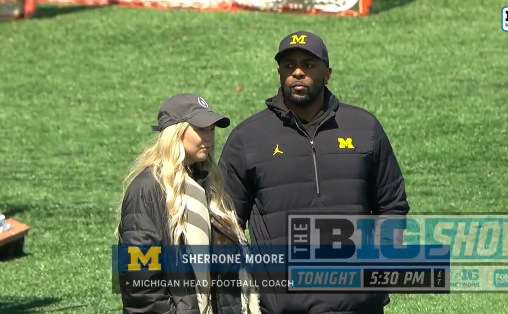 PHOTO Sherrone Moore Standing In The Grass With Paige Shivers At ...