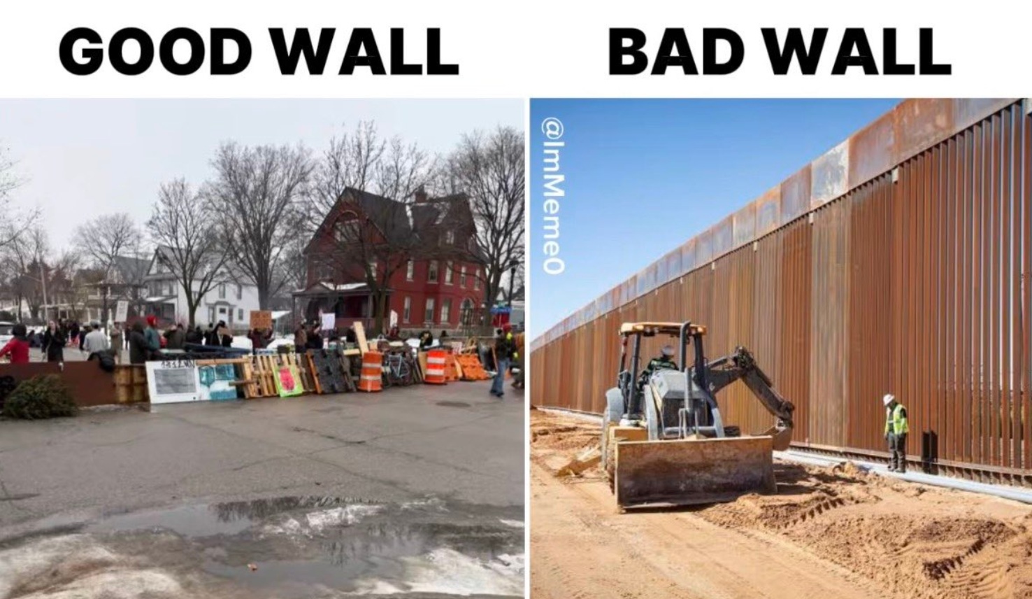 PHOTO Good US Border Wall Vs Bad US Border Wall Meme